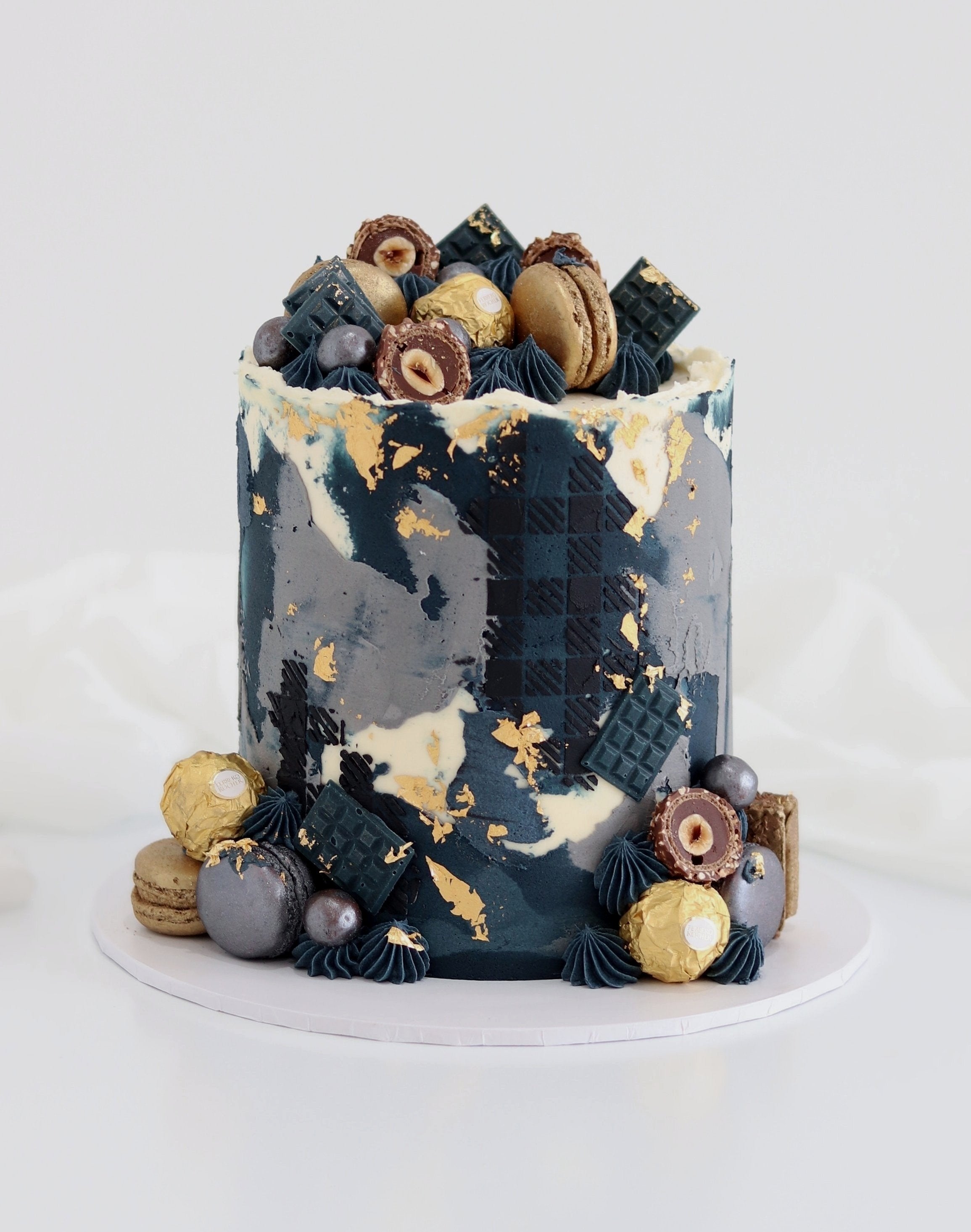 Blue & Grey Chocolate Party Cake – Bel Bear Bakes
