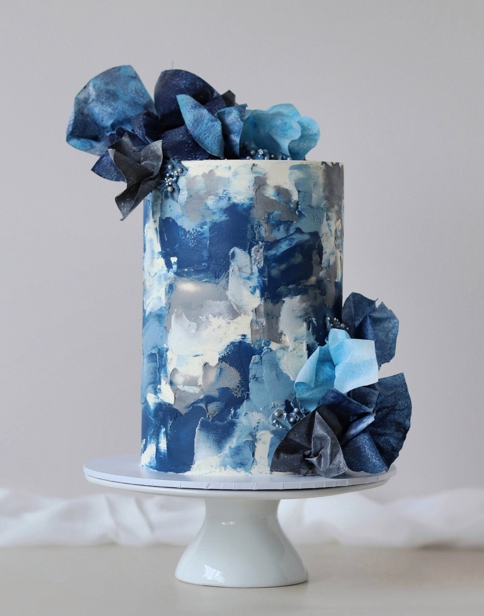 Blue & Grey Abstract Celebration Cake – Bel Bear Bakes